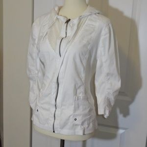 XCVI | Tops | Xcvi Lightweight Knit Zip Jacket White Mesh Cotton | Poshmark